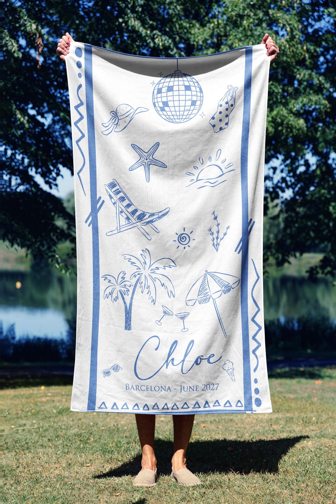 Custom Bachelorette Beach Towel, Personalized Name Date Location ...