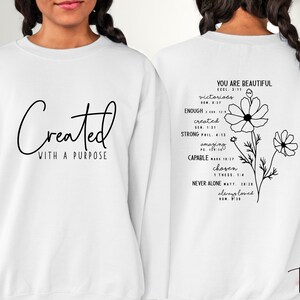 Created With A Purpose Sweatshirt, Christian Sweatshirt, Bible Verse ...
