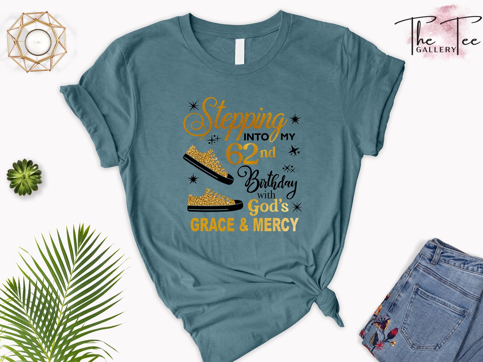 Stepping Into My 62nd With God's Grace and Mercy Shirt, 62nd Birthday ...
