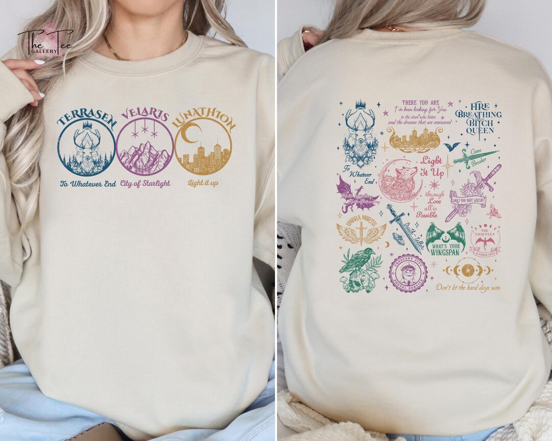 Throne of Glass Acotar Sweatshirt, Fireheart Hoodie, Crescent City ...