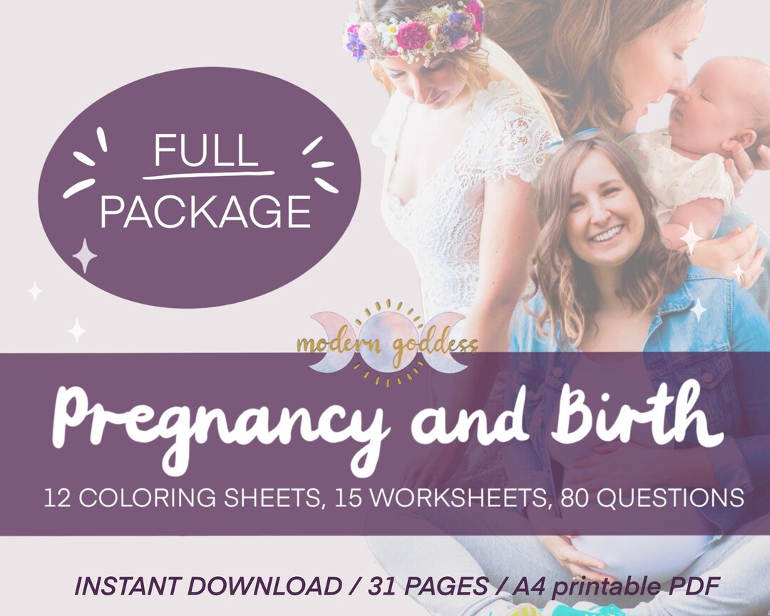 Pregnancy and Birth Full Package for Mothers 12 Coloring Pages, 15 ...