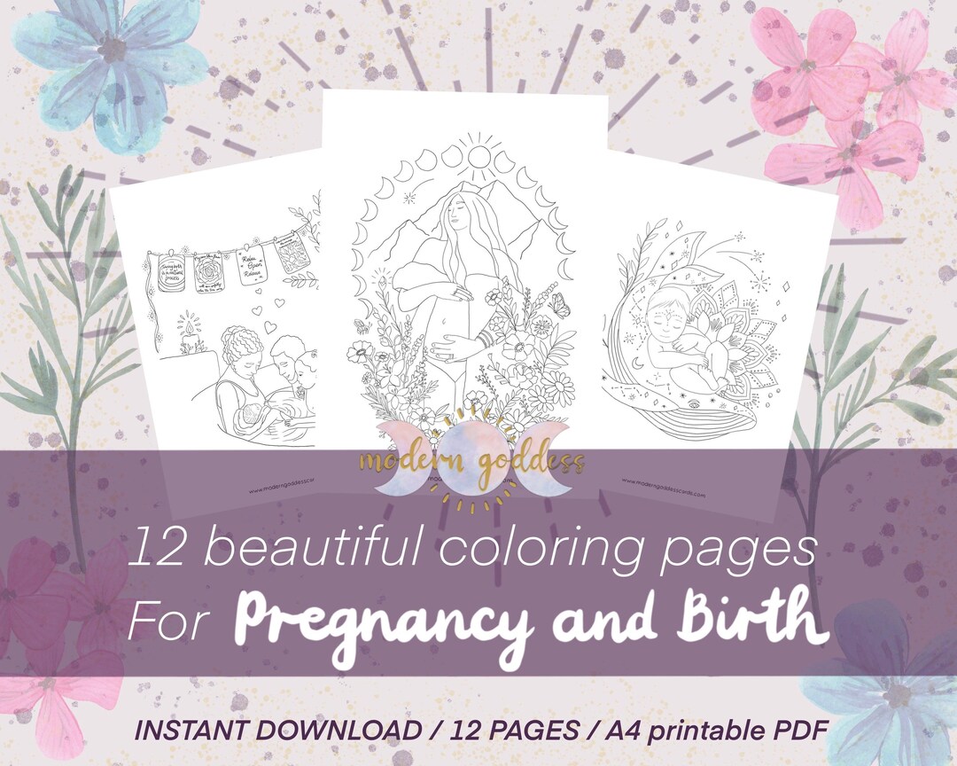 12 Beautiful Printable Coloring Pages Pregnancy and Birth - Etsy UK