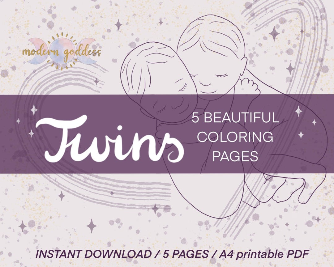 Twins 5 Beautiful Coloring Pages - Etsy