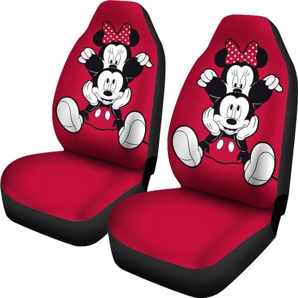 Mickey And Minnie Red Car Seat Cover, Cartoon Art Inspired Seat Cover ...