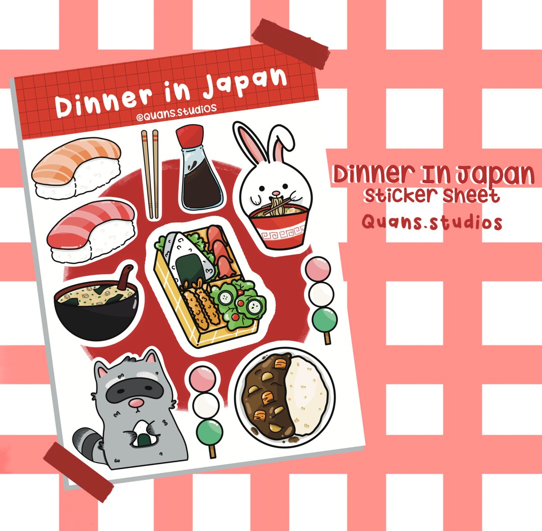 Dinner in Japan Sticker Sheet L Japanese Food Sticker Sheet - Etsy