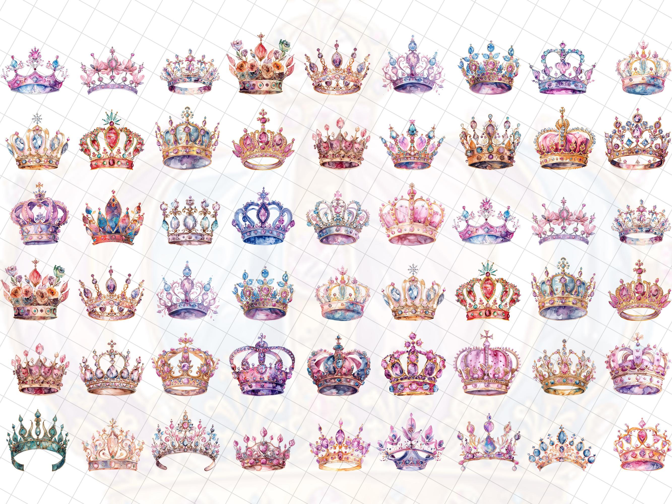 Watercolor Crown Clipart Bundle - King, Queen, Princess, Gold, Royal ...