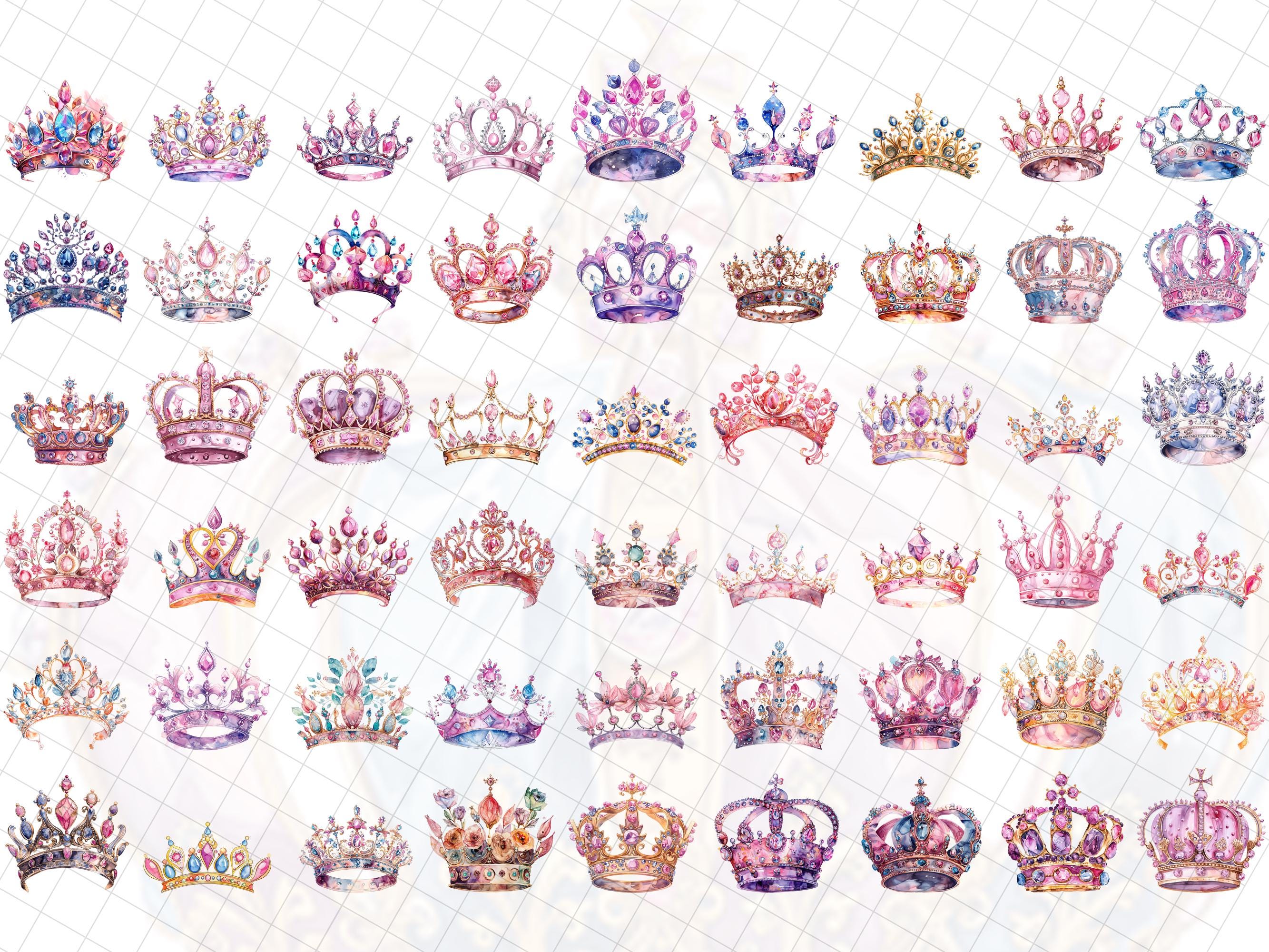 Watercolor Crown Clipart Bundle - King, Queen, Princess, Gold, Royal ...