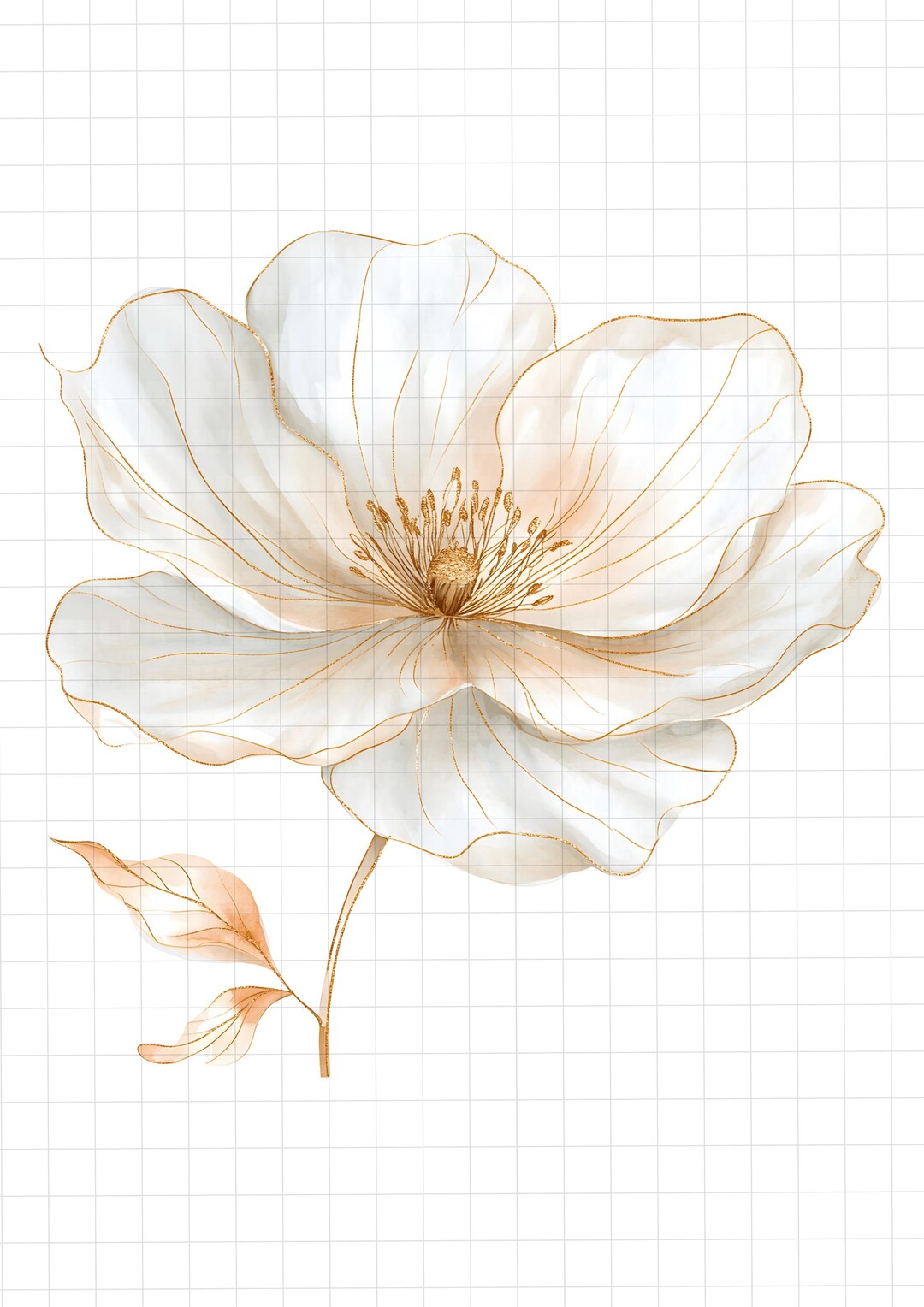 40 Cream and Gold Abstract Flowers Clipart, Watercolor Floral PNG, Boho ...