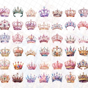 Watercolor Crown Clipart Bundle - King, Queen, Princess, Gold, Royal ...