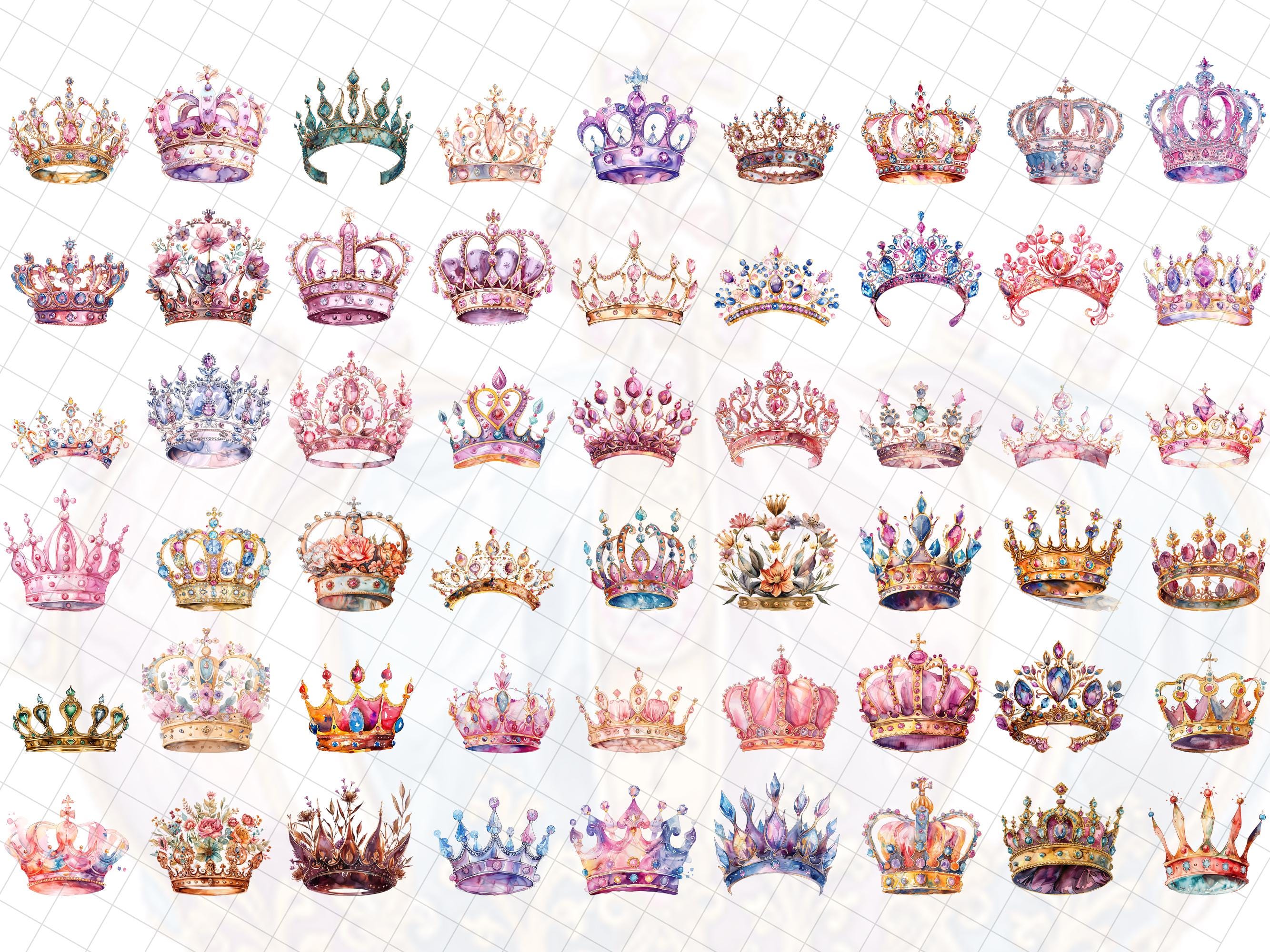 Watercolor Crown Clipart Bundle - King, Queen, Princess, Gold, Royal ...