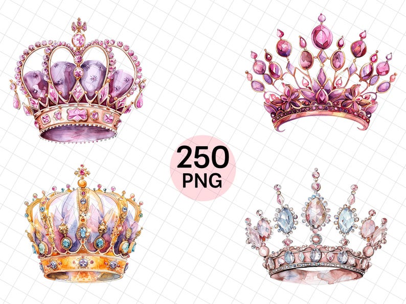 Watercolor Crown Clipart Bundle - King, Queen, Princess, Gold, Royal ...