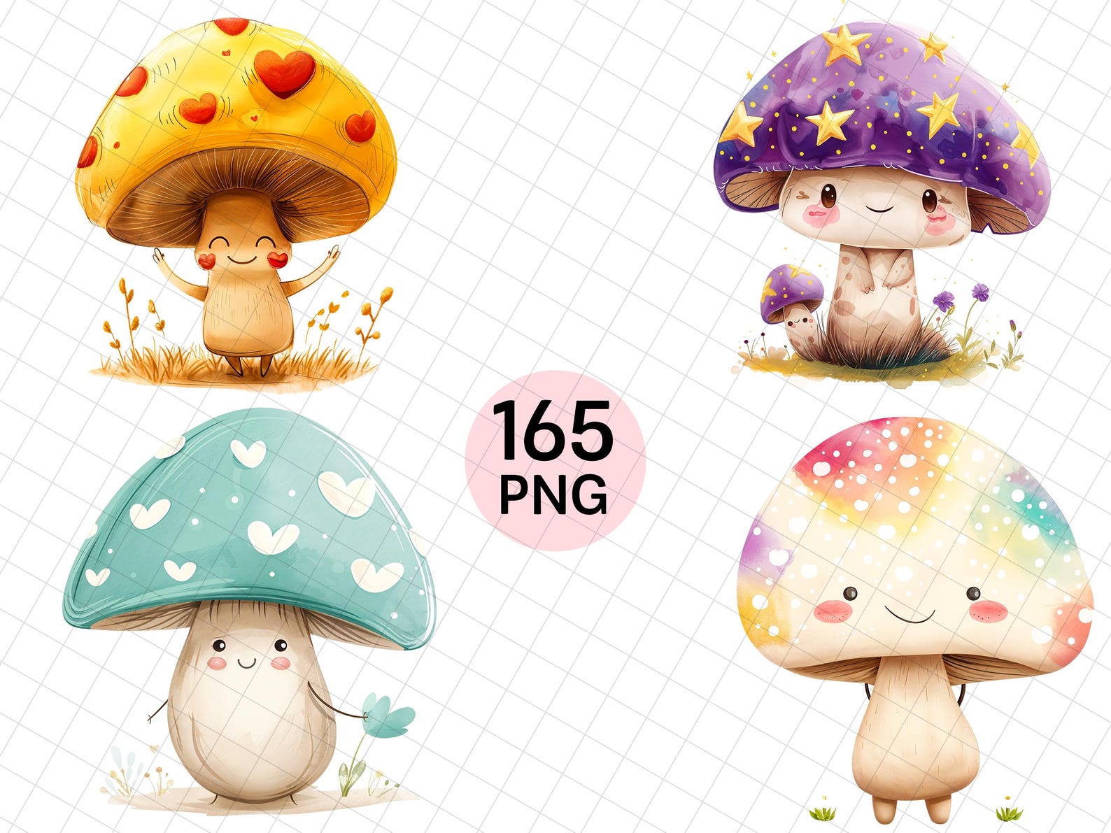 165 Cute Mushroom Clipart - Kawaii & Cartoon Toadstool PNG | Fungi ...