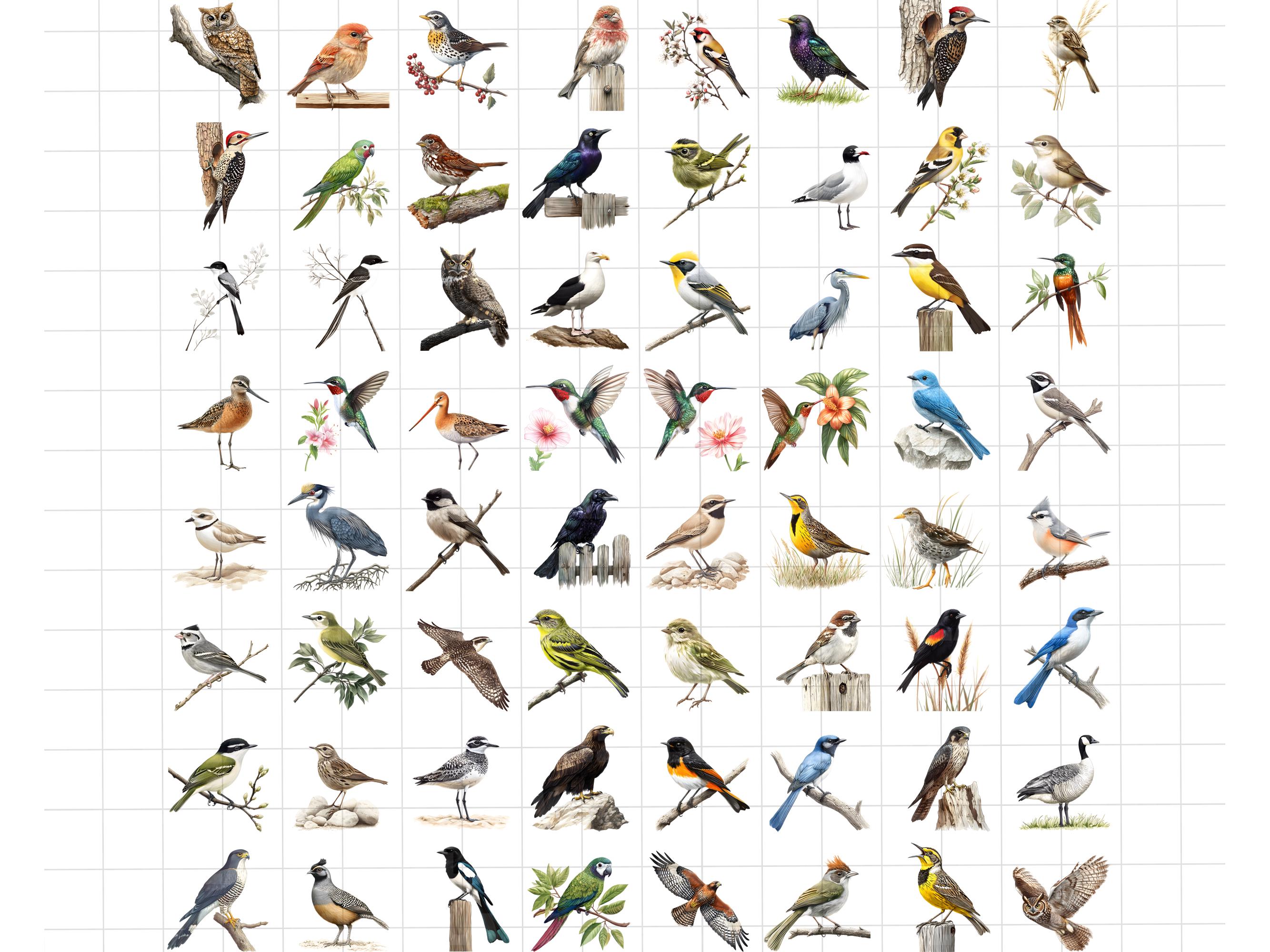 533 Bird Clipart, Colorful Watercolor Birds PNG, Cute Bird Species ...