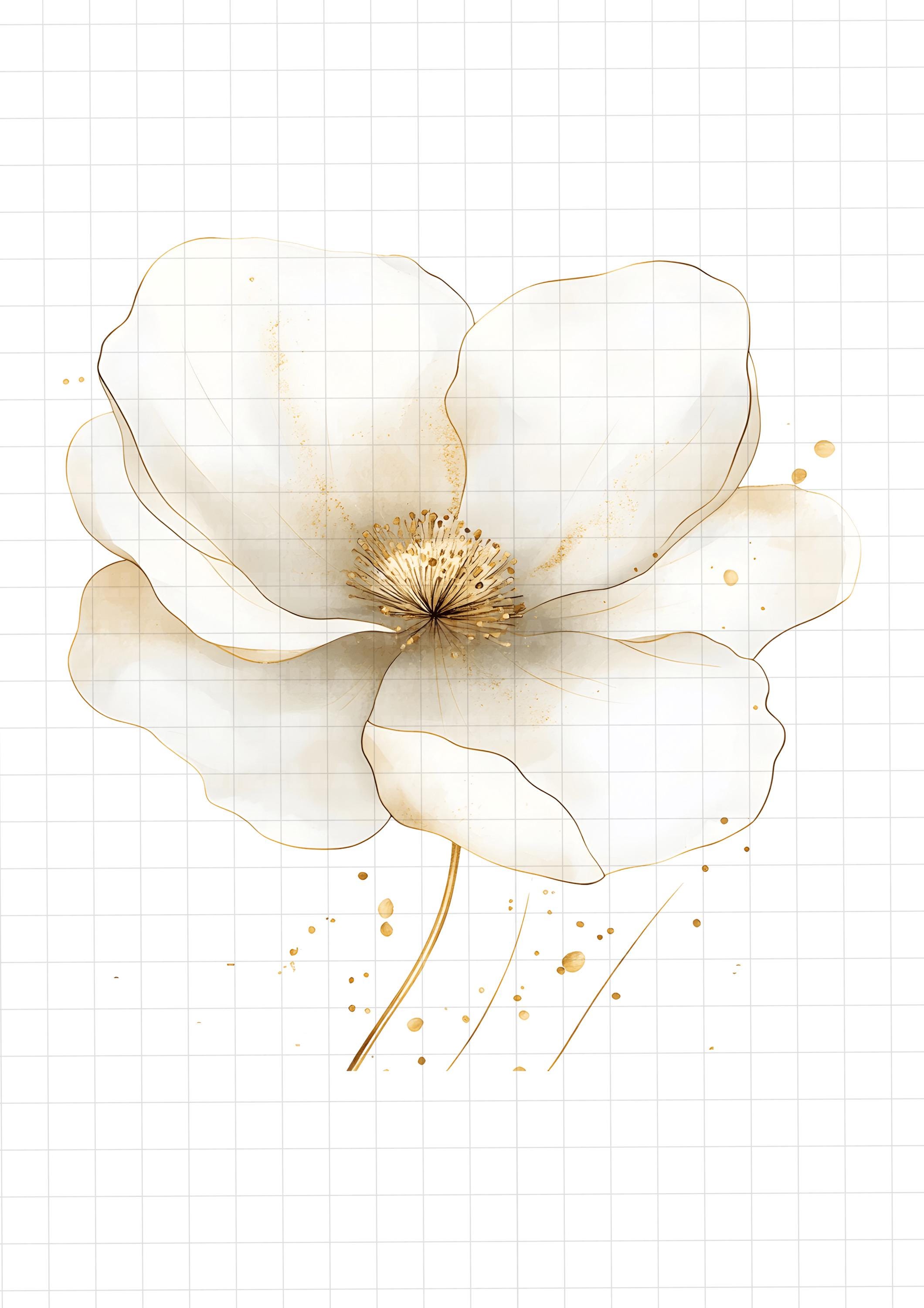 40 Cream and Gold Abstract Flowers Clipart, Watercolor Floral PNG, Boho ...