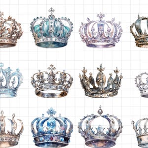 98 Watercolor Silver Crown Clipart | Elegant Royal Tiara & King Queen ...