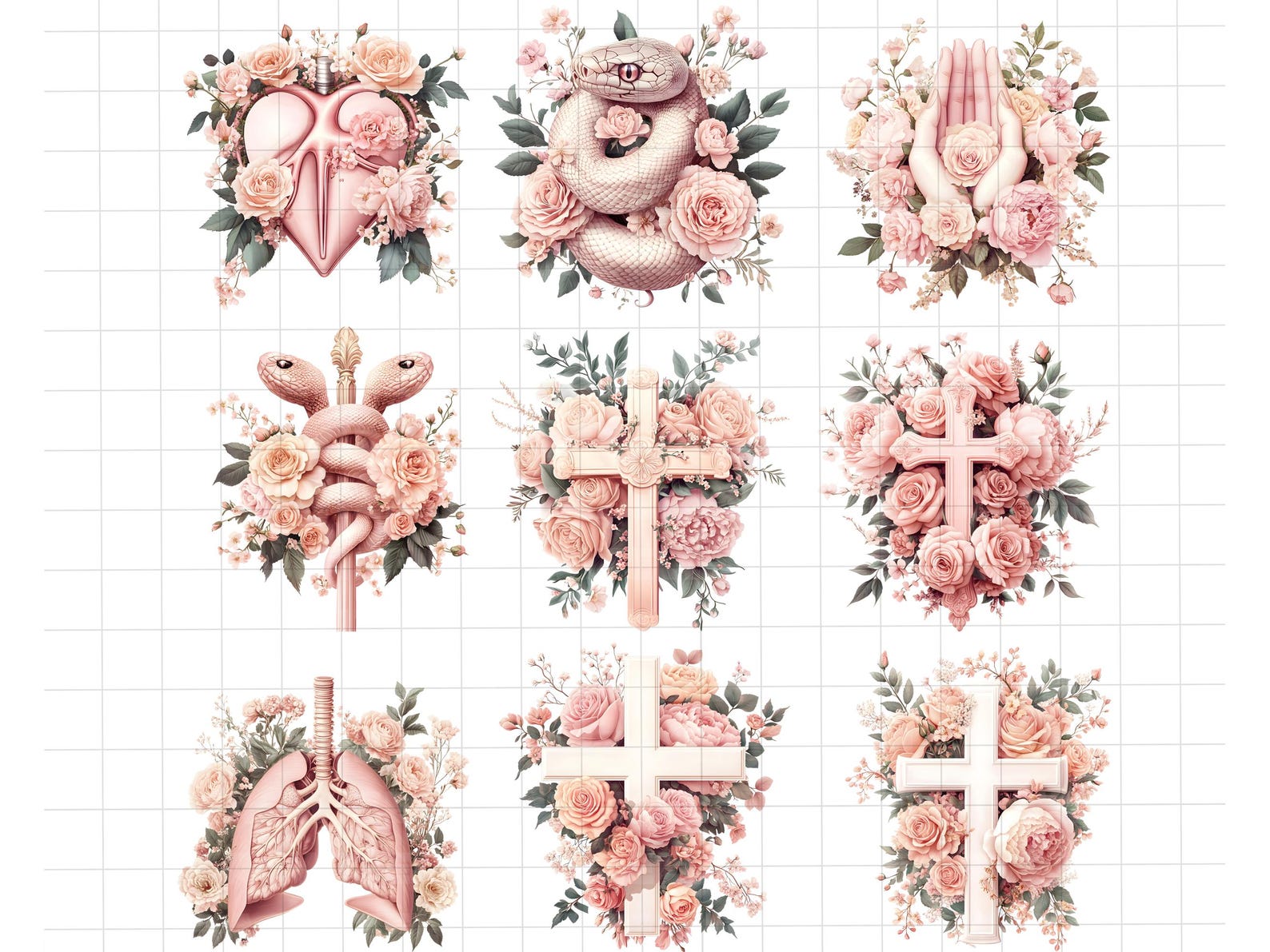 66 Floral Medical Clipart - Aesthetic Anatomy PNG - Boho Medical ...