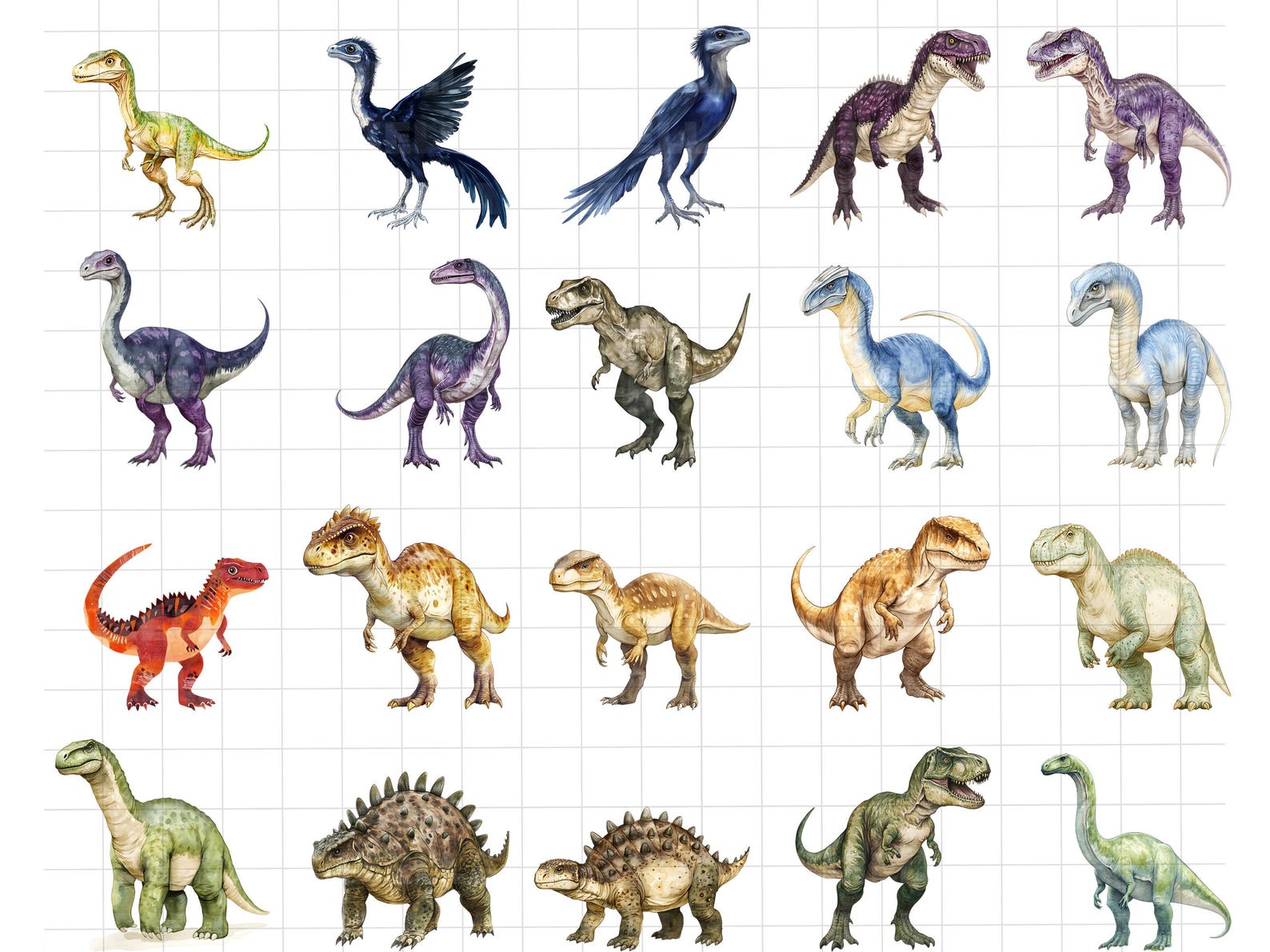161 Realistic Dinosaur Clipart - Watercolor, Boho Dino PNG ...