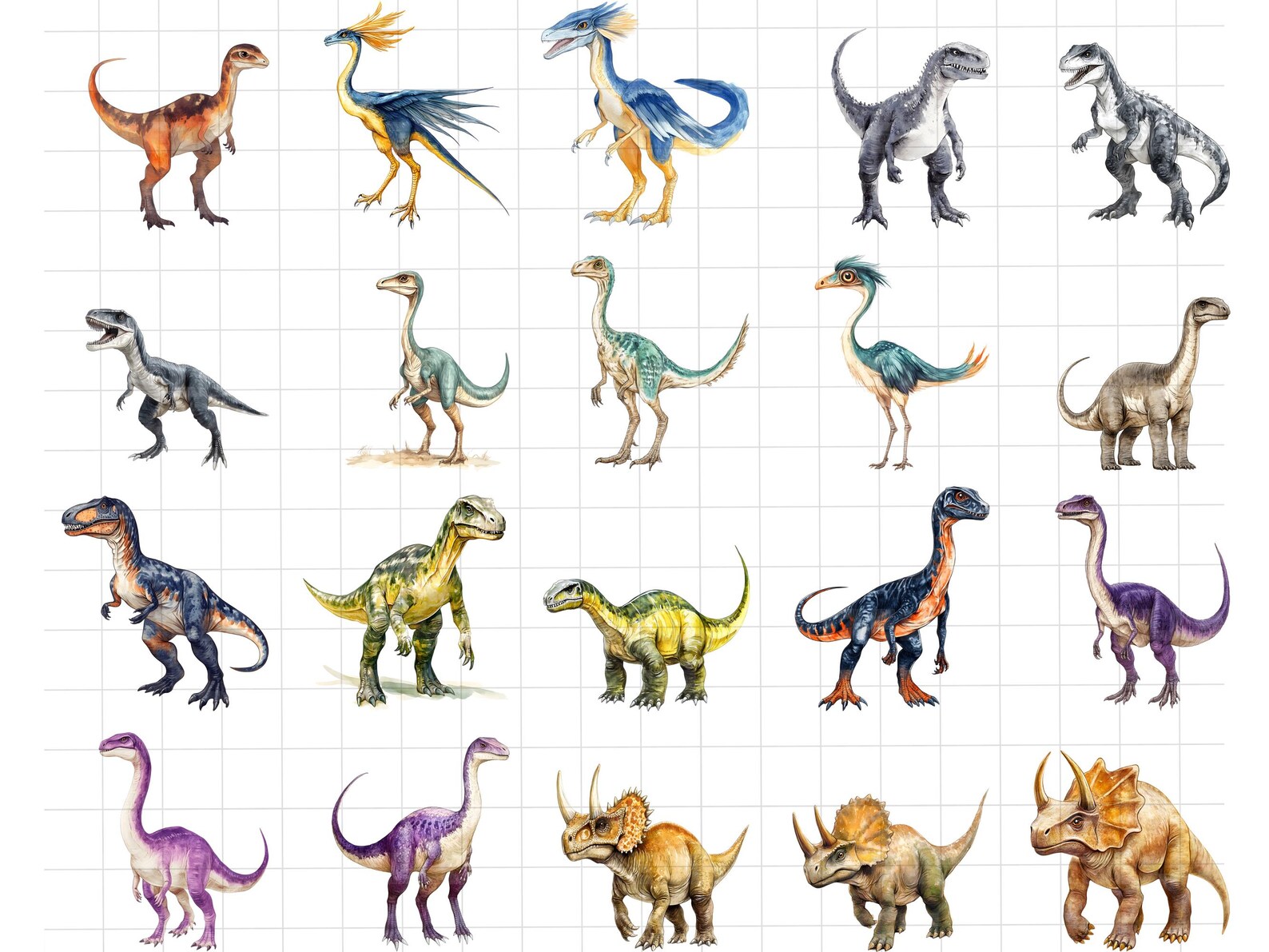 161 Realistic Dinosaur Clipart - Watercolor, Boho Dino PNG ...