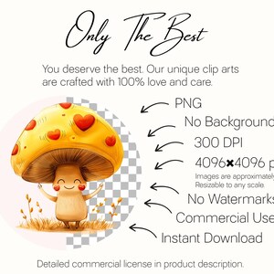 Cute Mushroom Clipart Kawaii & Funny Toadstool PNG 165 Digital Nature ...