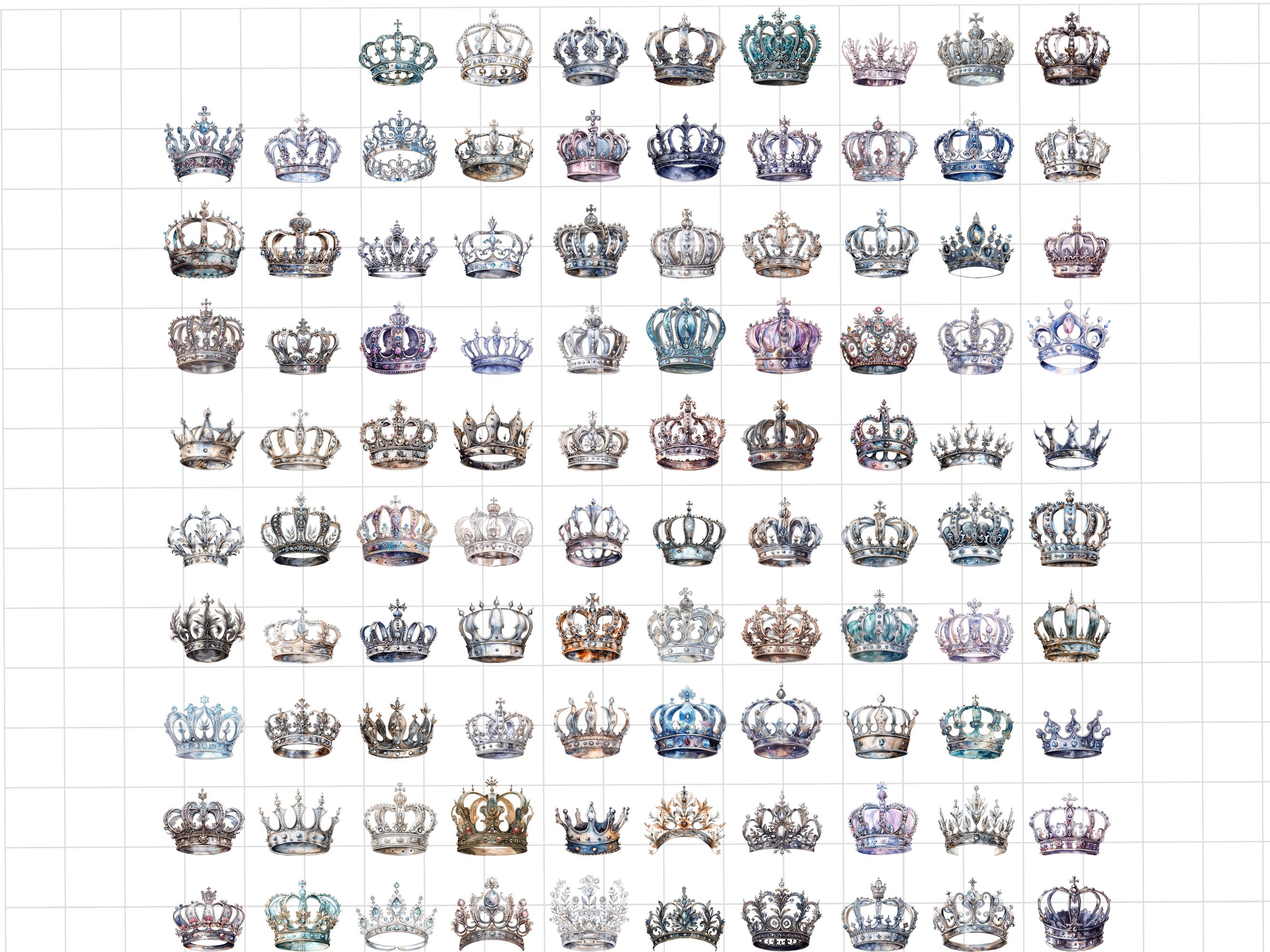 98 Watercolor Silver Crown Clipart | Elegant Royal Tiara & King Queen ...