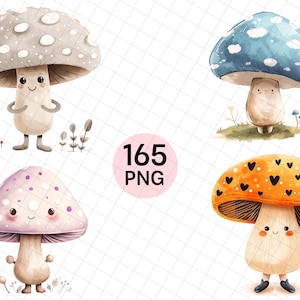 165 Cute Mushroom Clipart - Kawaii & Cartoon Toadstool PNG | Fungi ...