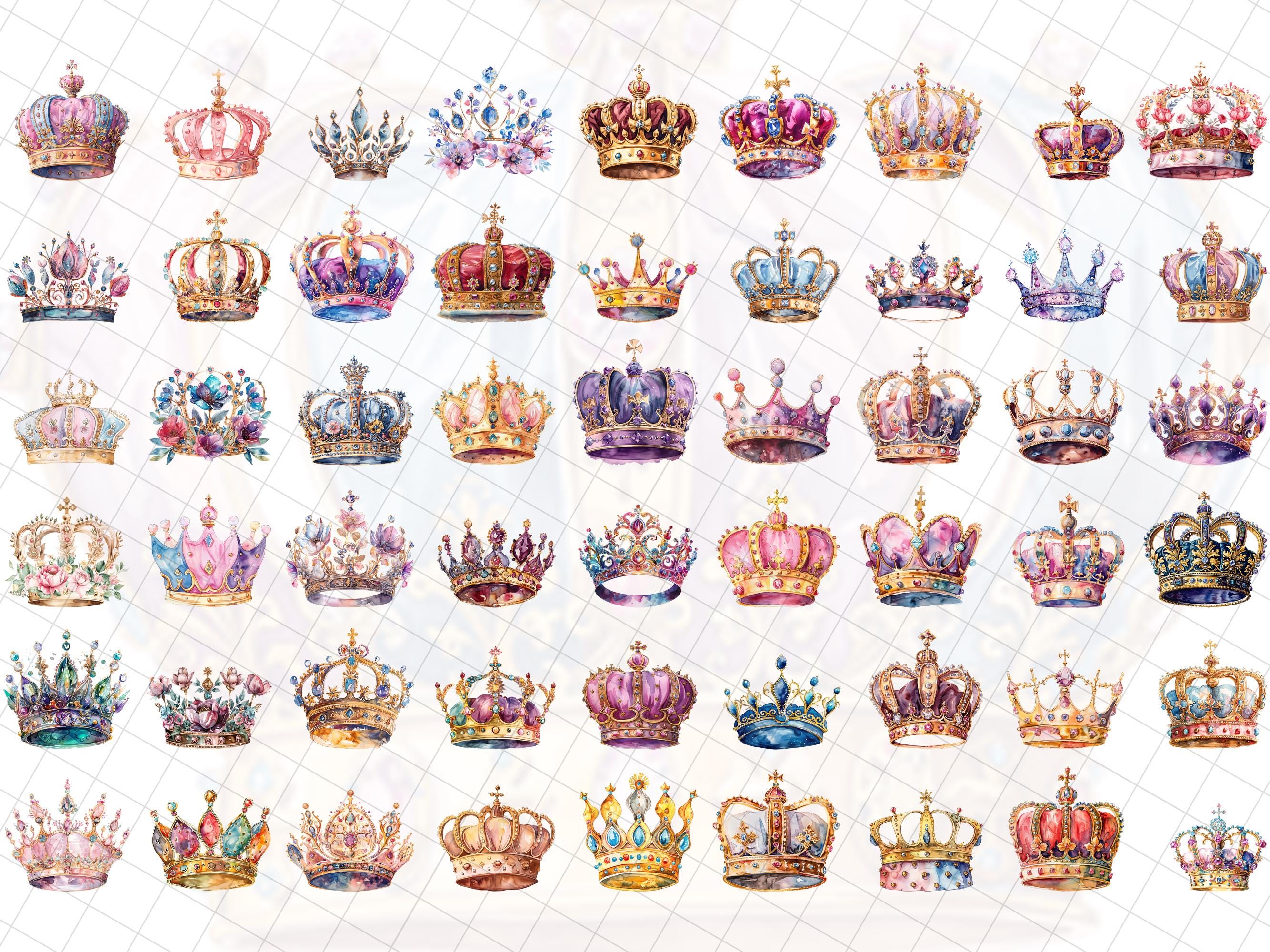 Watercolor Crown Clipart Bundle - King, Queen, Princess, Gold, Royal ...
