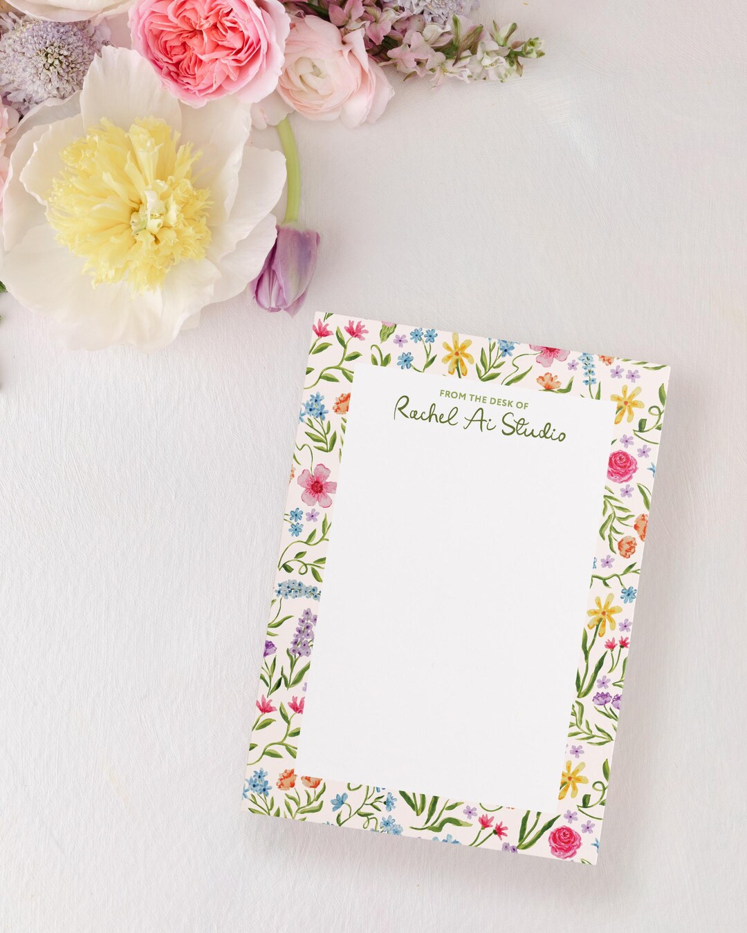 Personalized Watercolor Wildflower Notepad, Custom Notepads, Custom ...
