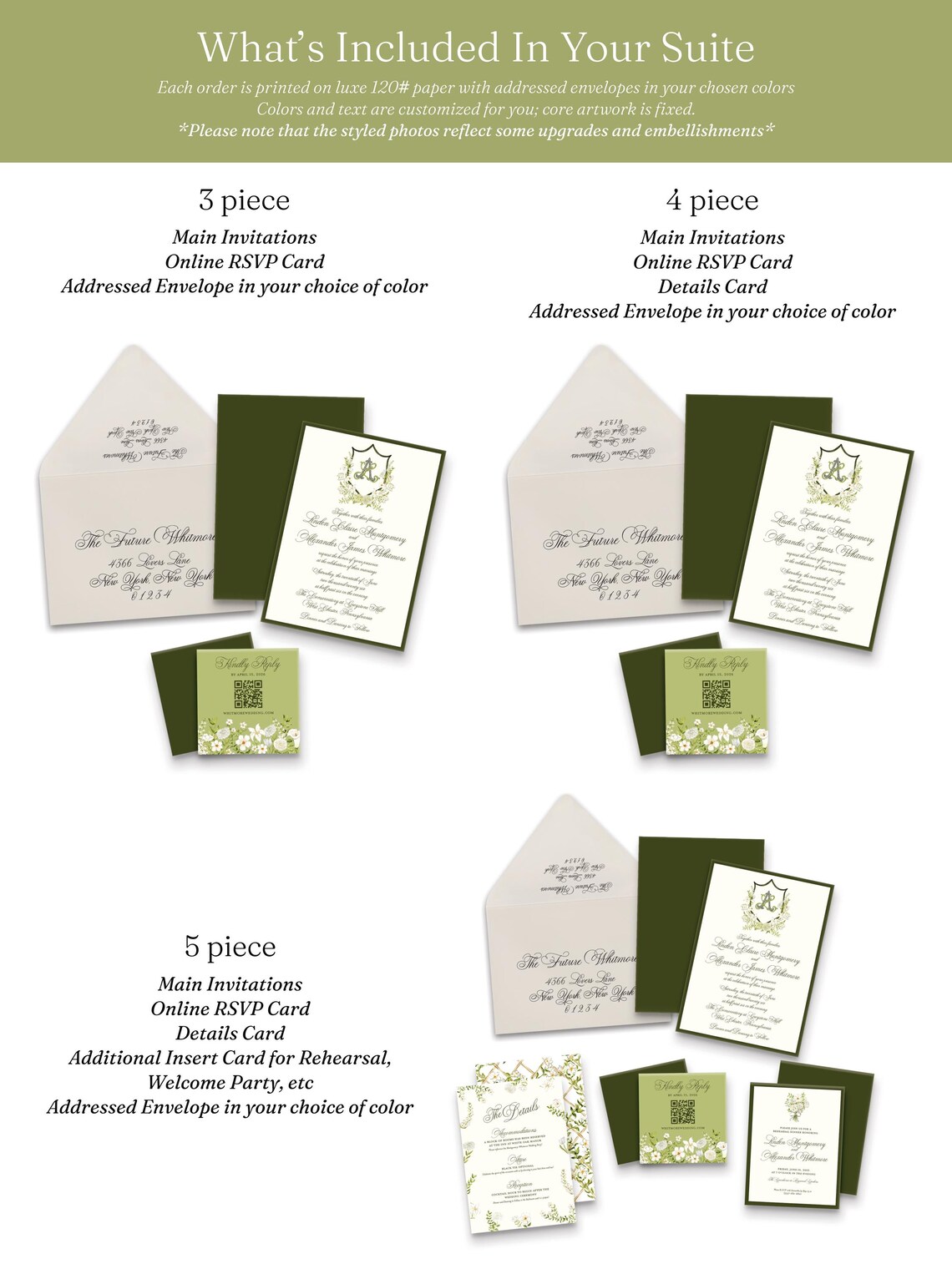 Botanical Greenery Understated Garden Wedding Invitation Suite – Semi ...