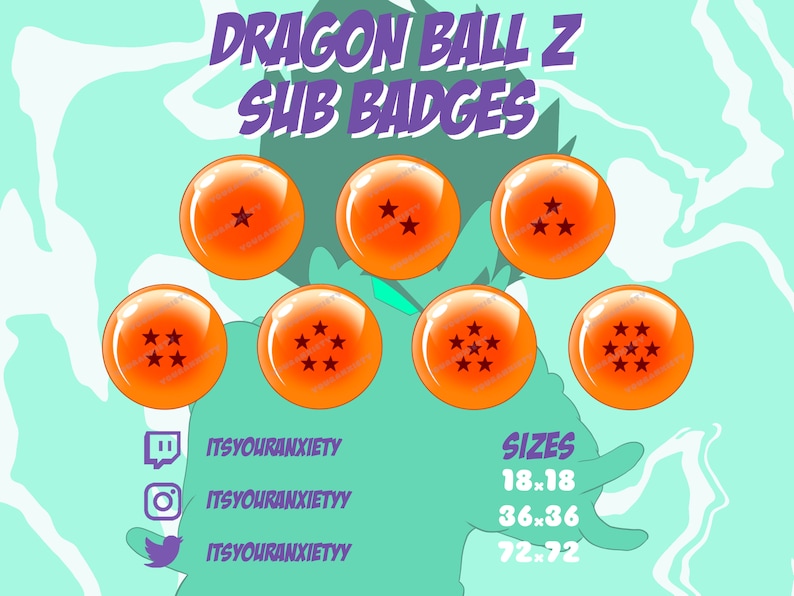 7 DBZ Balls Sub Badges for Twitch, Youtube OR Bit/cheer Badges - Etsy