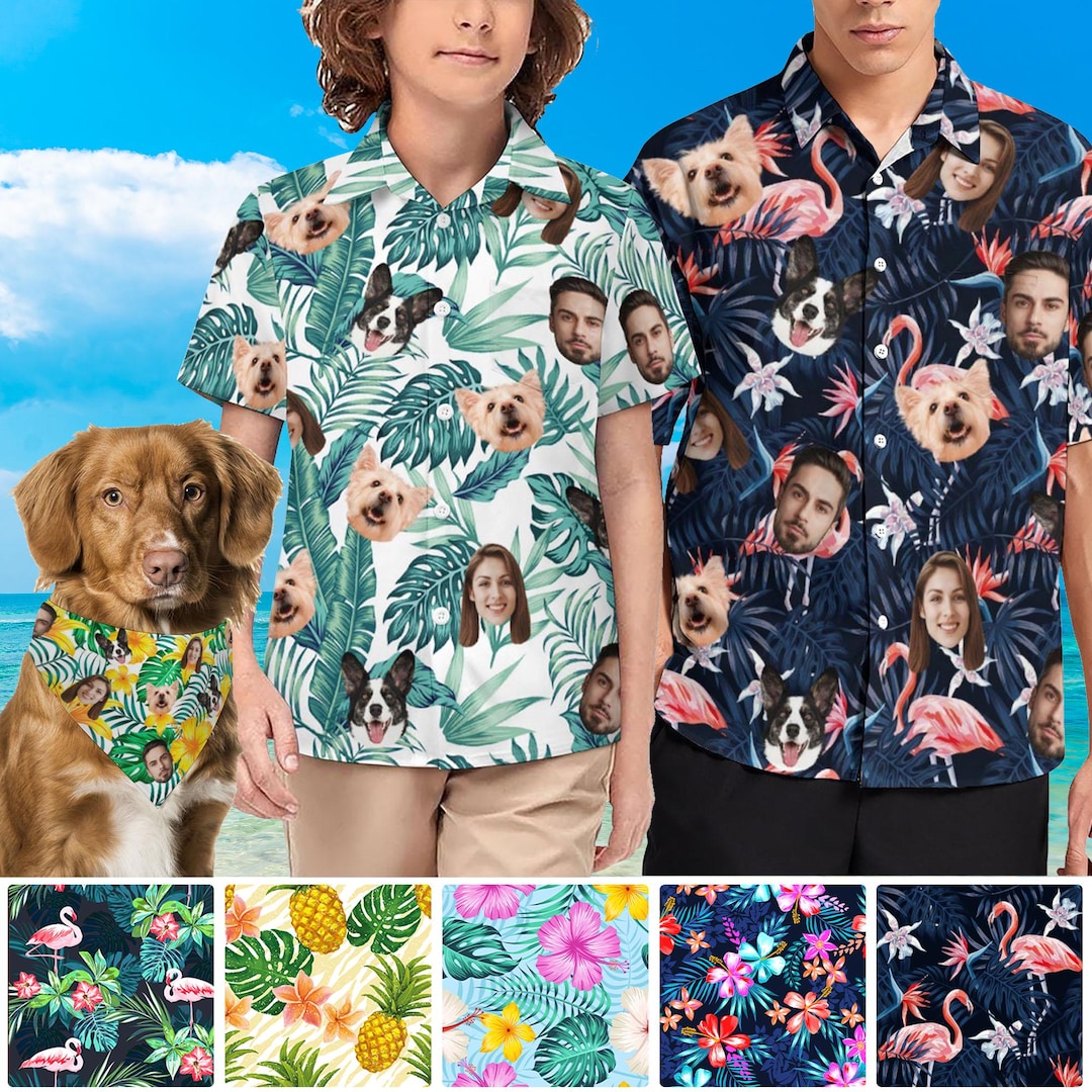 Custom Hawaiian Shirt With Face, Dog Hawaiian Shirt, Hawaii Shirt for ...