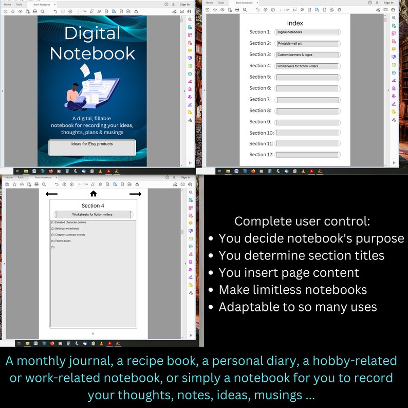 Digital Notebook - PDF Fillable General Purpose Digital Notebook for PC ...