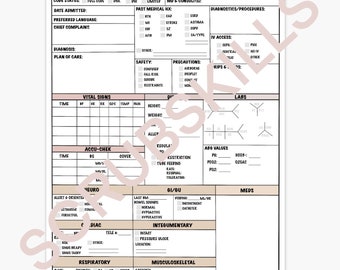 NURSE REPORT SHEET / Nursing Report Notebook / Nursing Daily Report - Etsy