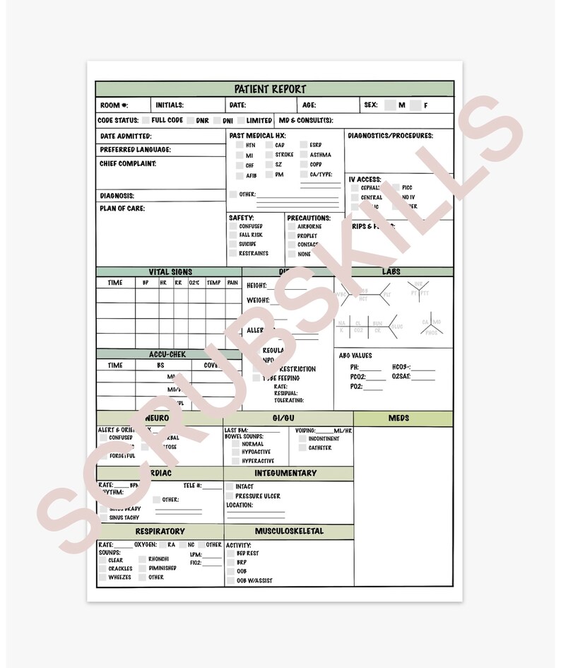 Patient Report Sheet - Etsy