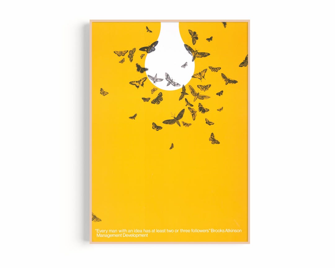 IBM Bright Yellow Butterfly Print - Motivational Office Art (digital ...