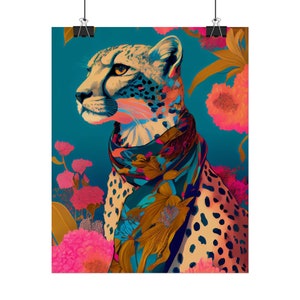 Preppy Leopard Printable Poster Wild Cat Decor, Maximalist Preppy Art ...
