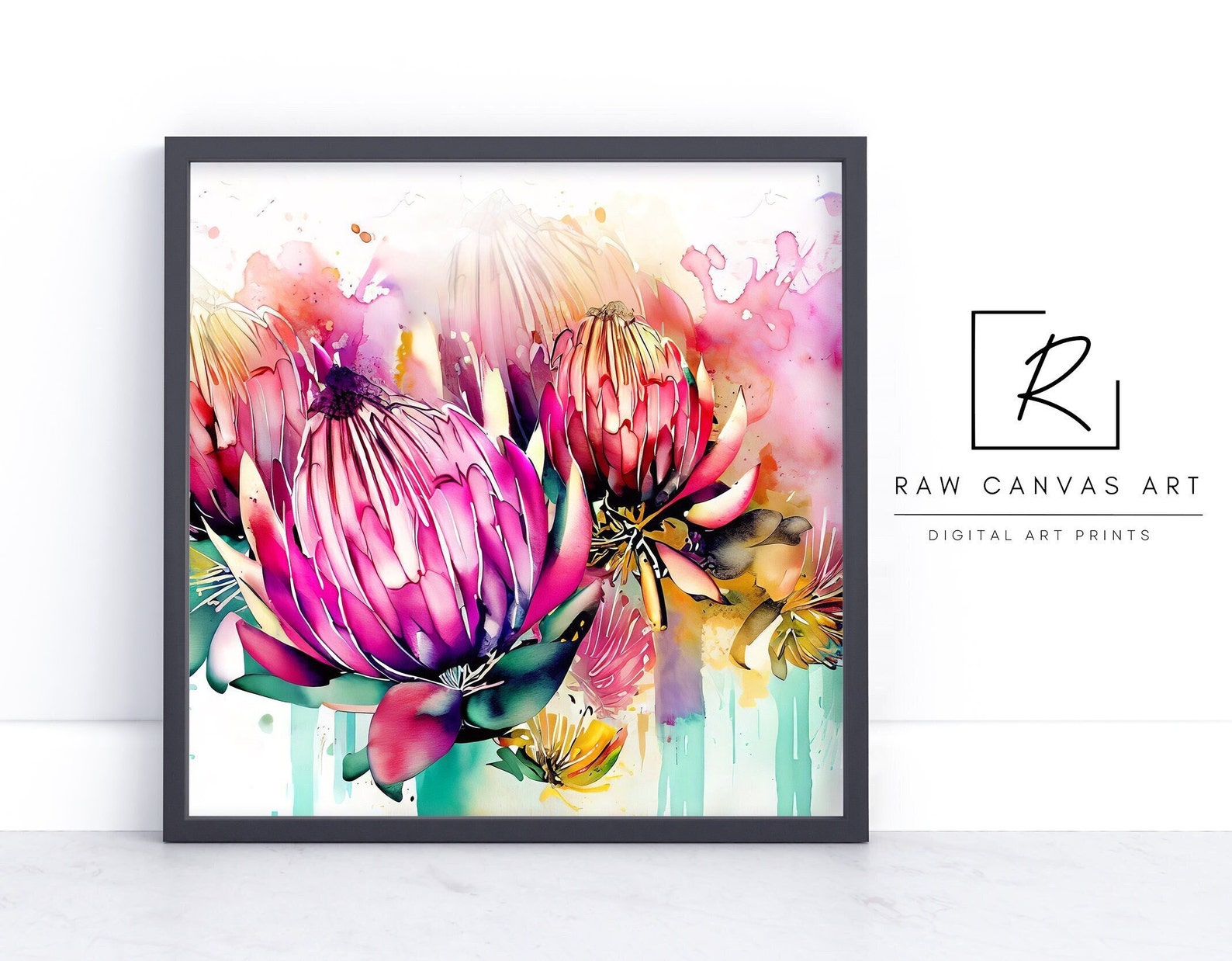 Watercolor Abstract Protea Digital Print Download Proteas Watercolour ...