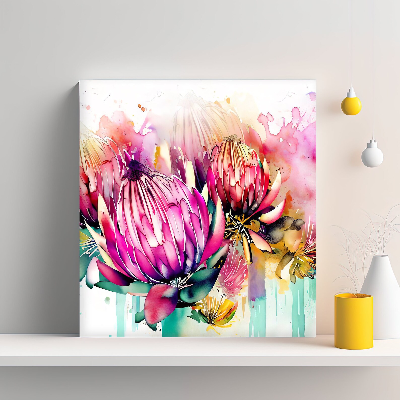 Watercolor Abstract Protea Digital Print Download Proteas Watercolour ...