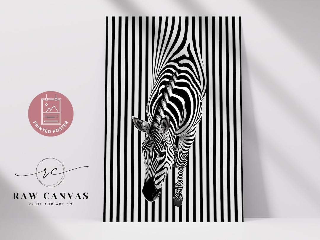 Zebra Optical Illusion Rolled Poster | Black & White Striped Poster ...