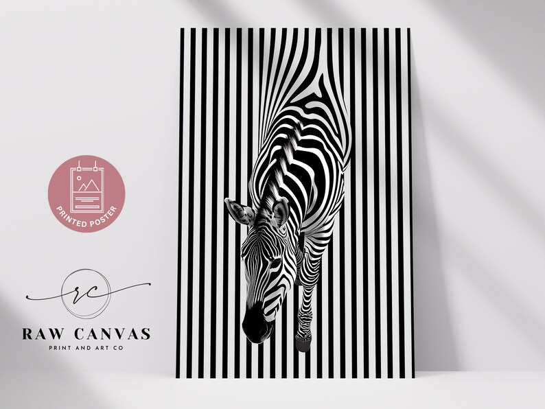 Zebra Optical Illusion Rolled Poster | Black & White Striped Poster ...