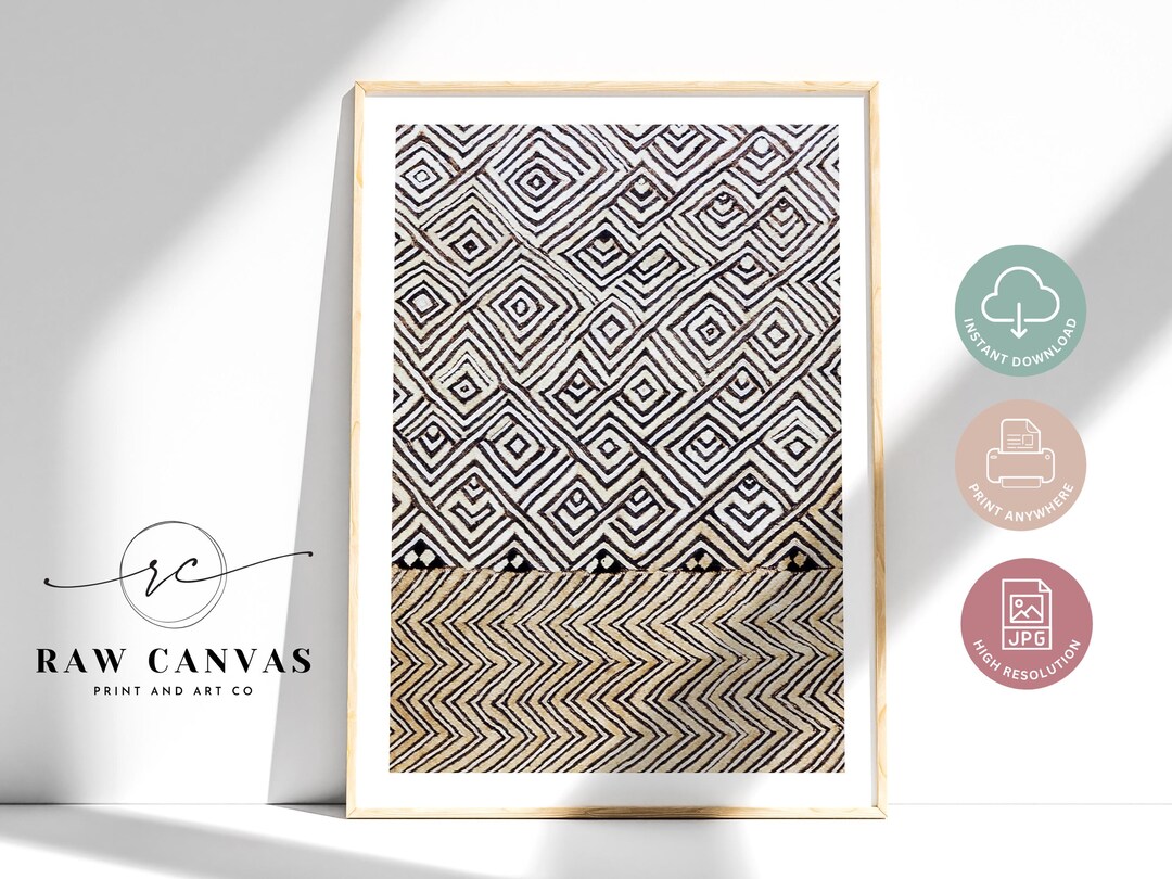 Kuba Textile Wall Art | African Geometric Digital Print | Ethnic ...