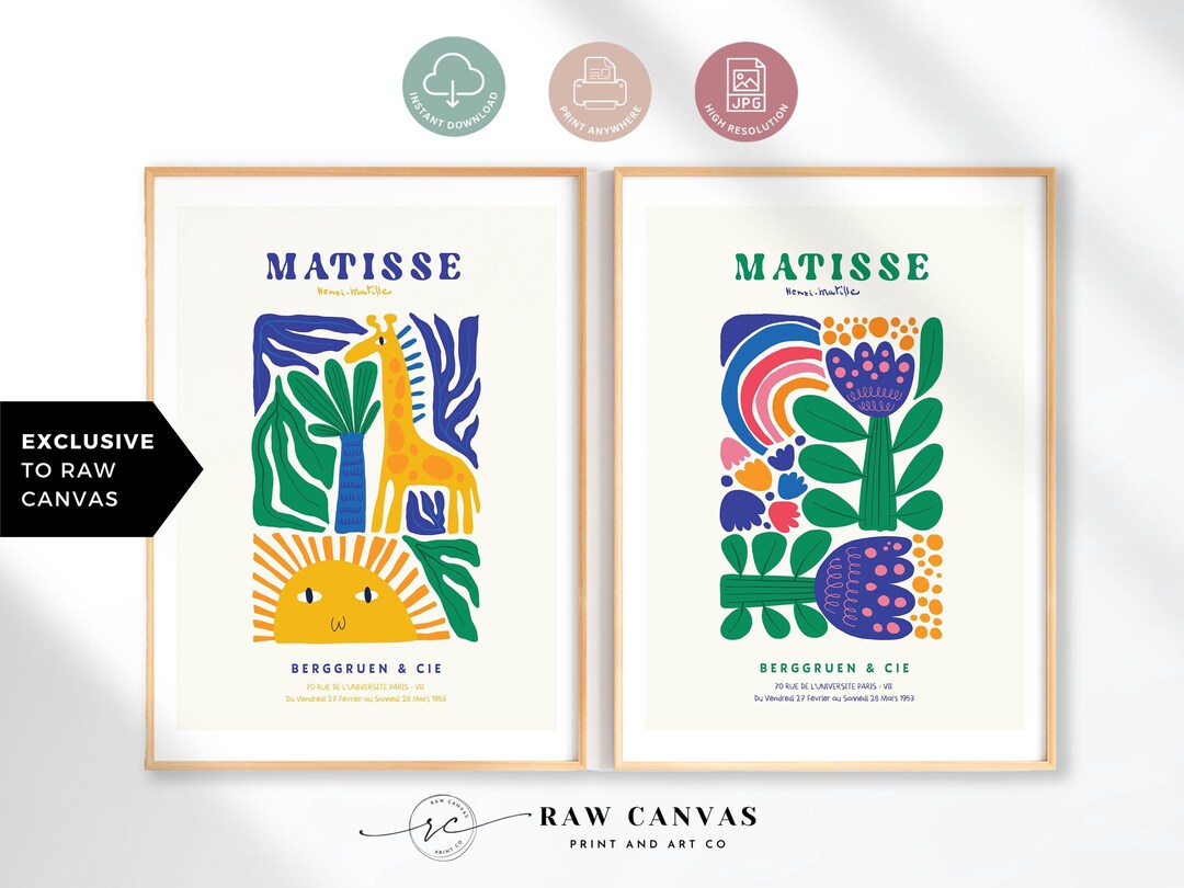 Matisse Inspired Nursery Wall Art Set I | Giraffe Animal Printable ...