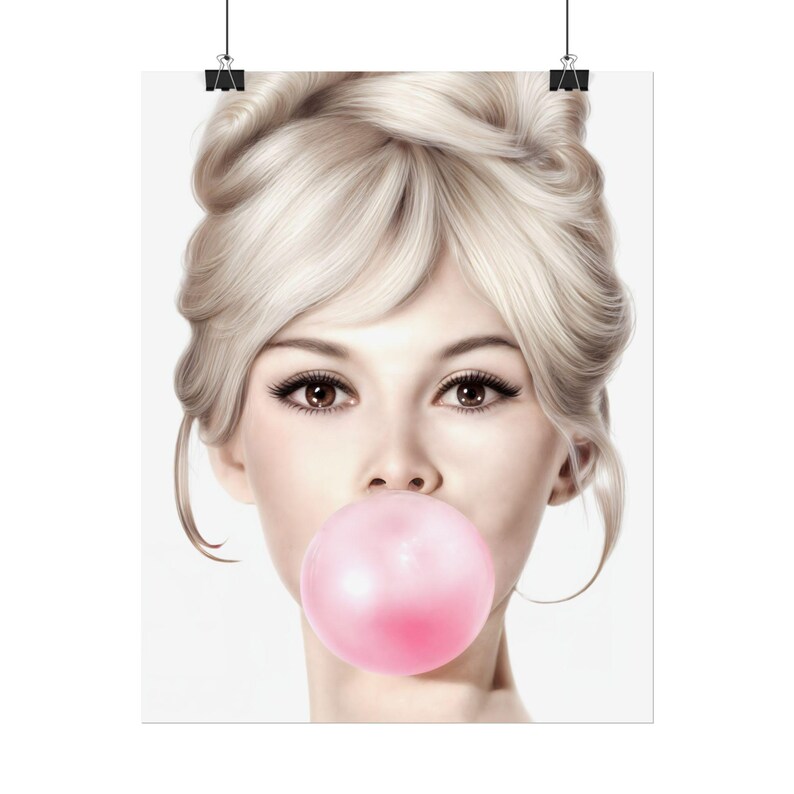 Brigitte Bardot Bubble Gum Portrait, Vintage Woman Fashion Wall Art ...