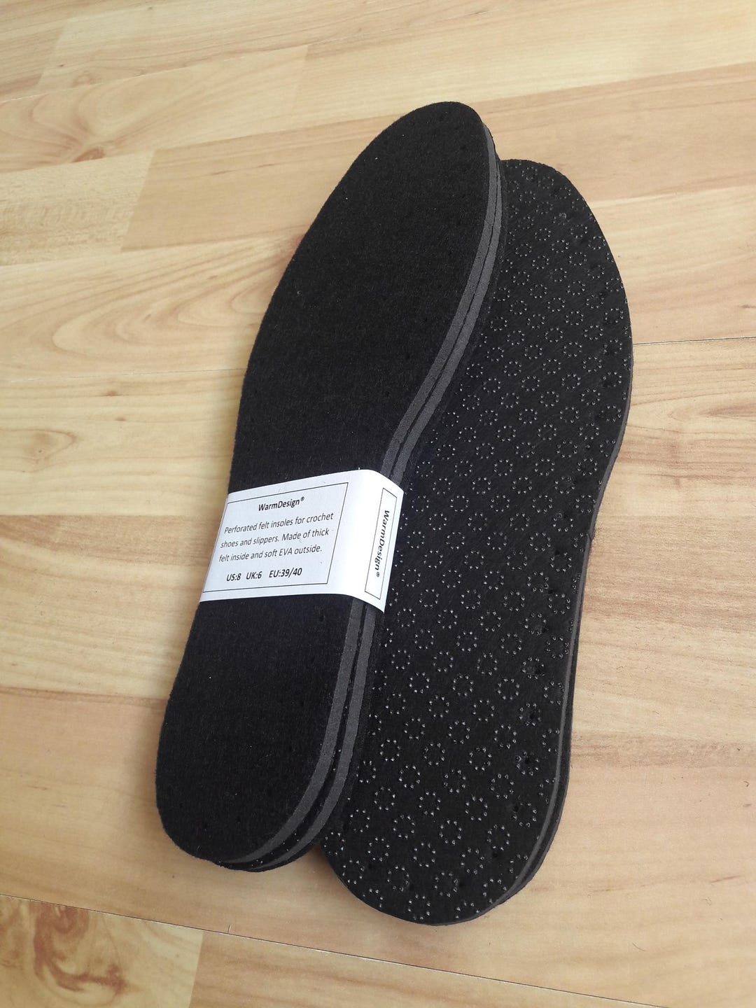 2 Pairs Pre-perforated Felt Insoles for Crochet Non-slip Slippers and ...