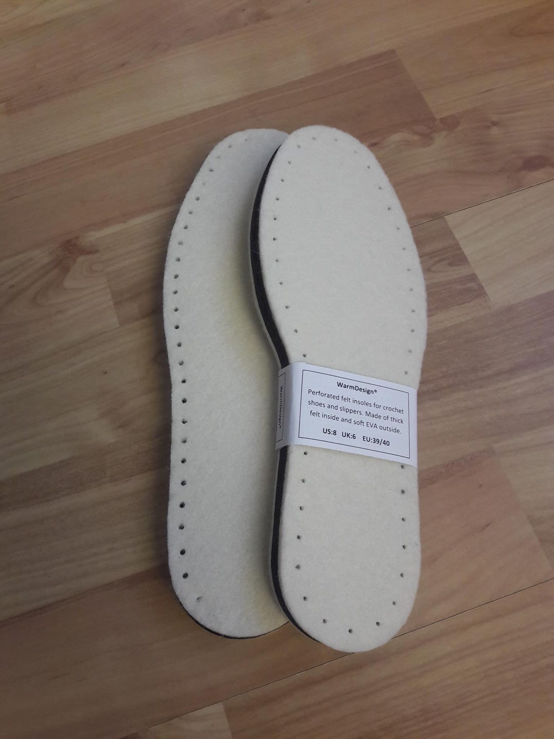 2 Pairs Perforated Felt Insoles for Crochet Non-slip Slippers and Shoes ...