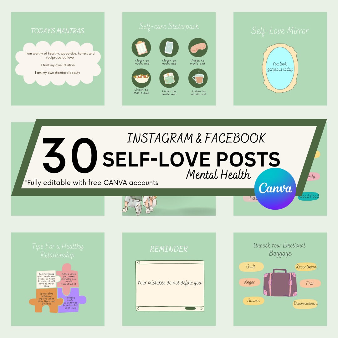 30 Self-love Posts for Canva & Instagram - Etsy