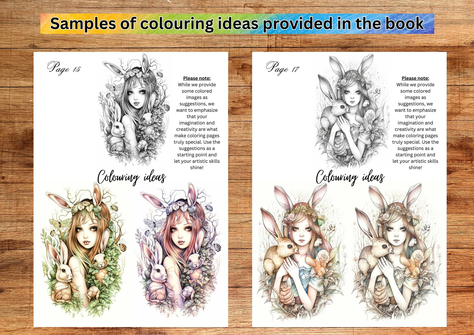 Delicate Forest Fairy Girls Coloring Page With Bunnies for Fantasy ...