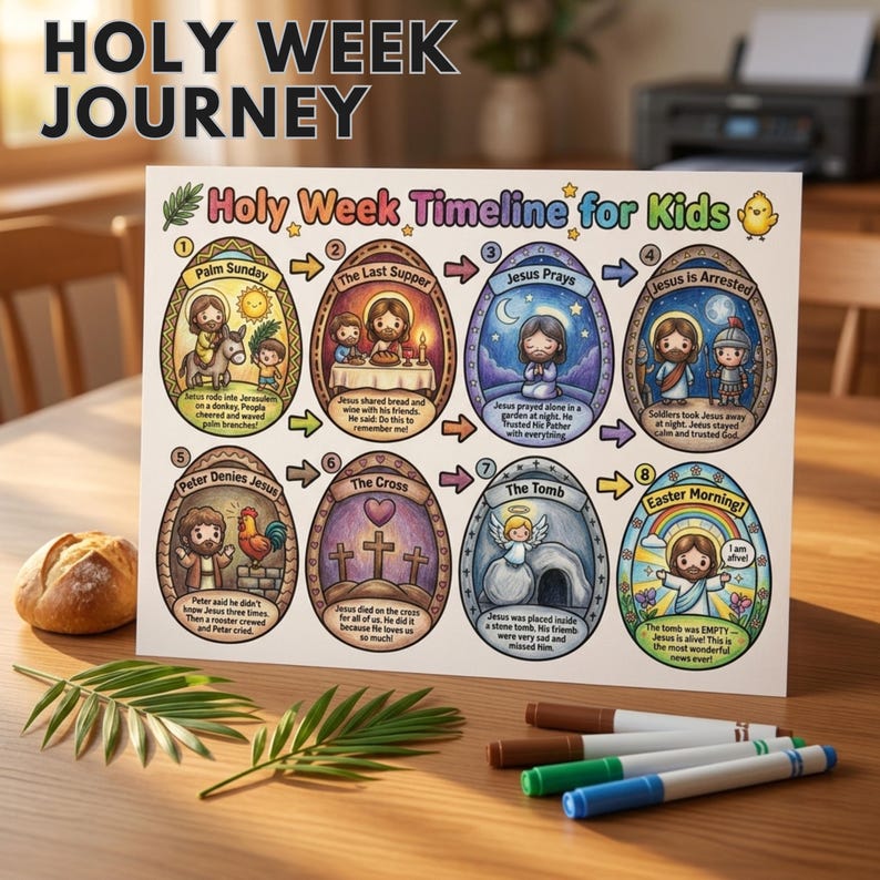 Holy Week Coloring Page Printable for Kids, Walk With Jesus | Christian ...