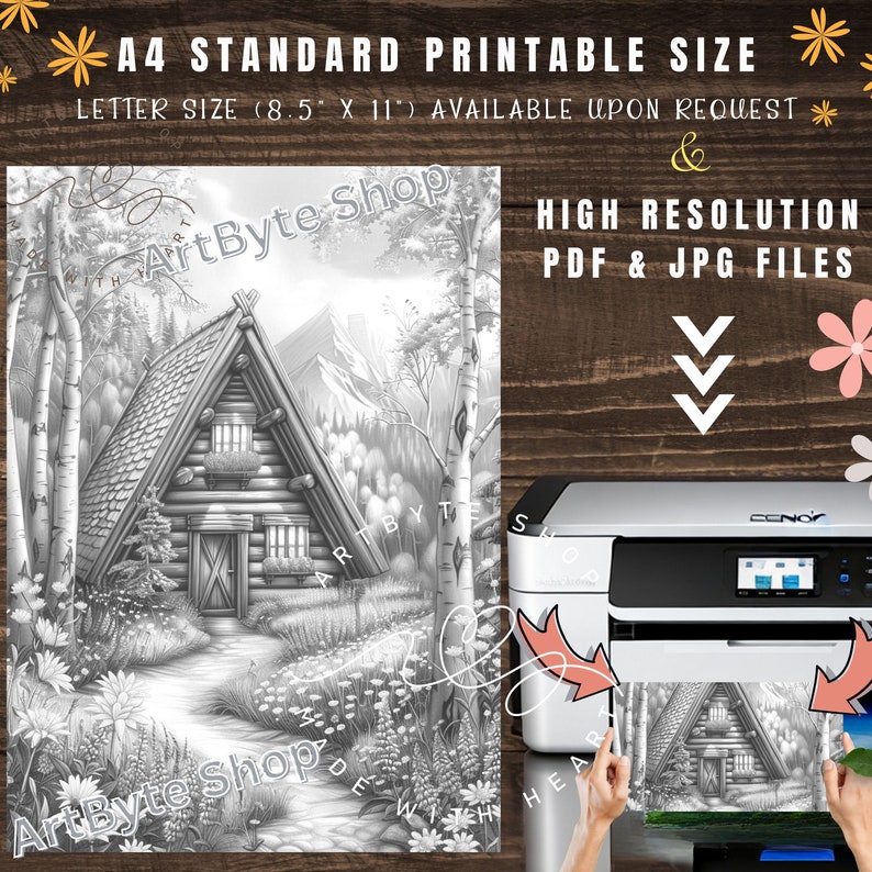 Charming Log Cabins: 115 Coloring Pages for Adults and Kids Instant ...