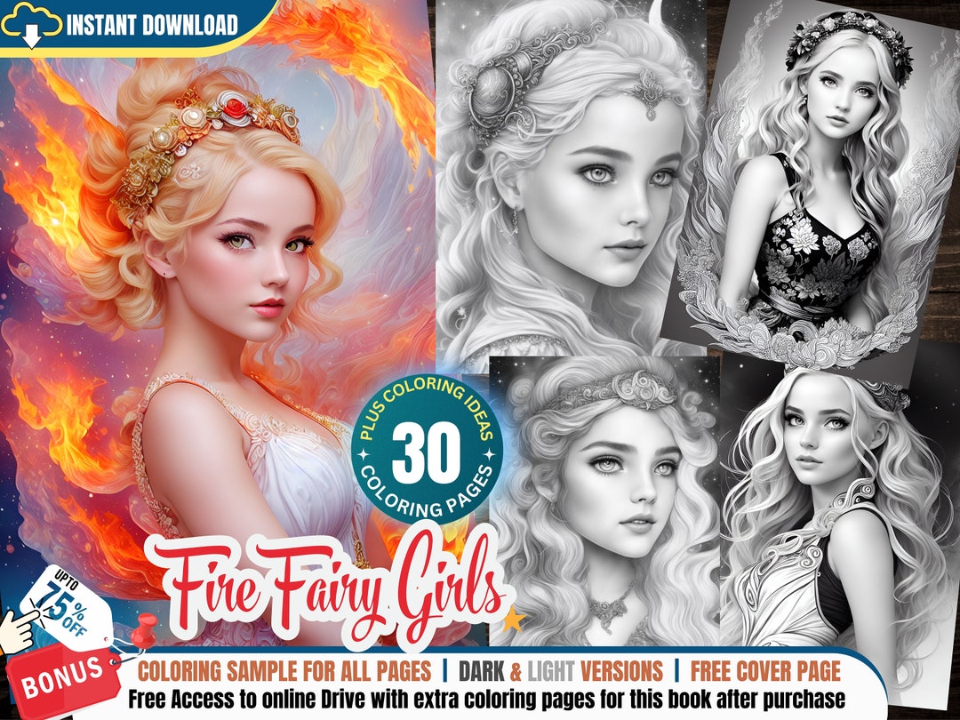 30 Magical Fire Fairy Girls Coloring Pages for Adults and Kids ...