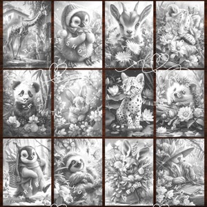 200 Joyful Floral Baby Animals Coloring Pages Mega Bundle for Adults ...